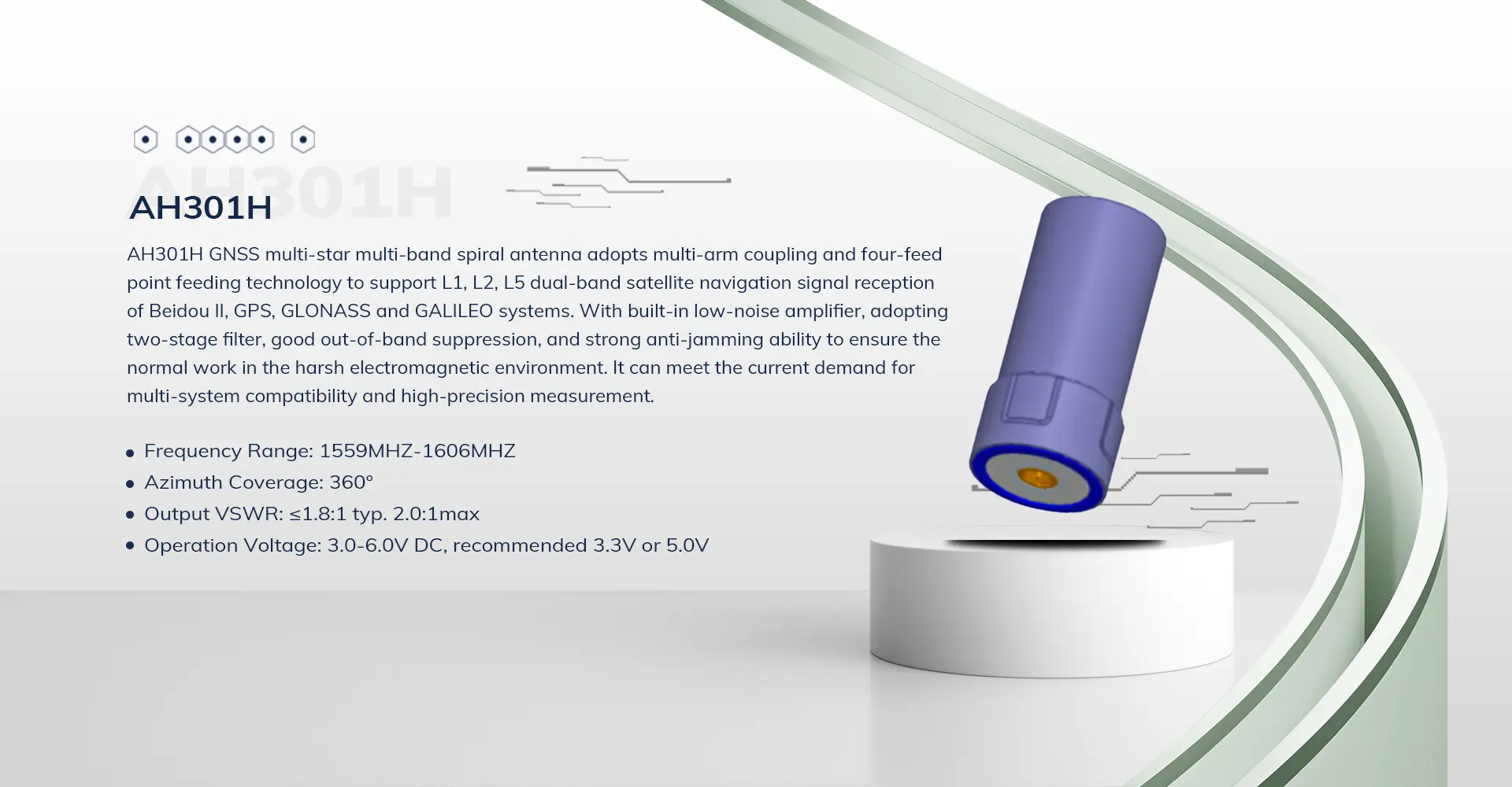 AH301H-GNSS Spiral Antenna - MinewSemi Store